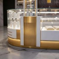 China 120cm X 60cm X 75cm Jewelry Display Table with Rust-proof Gold Metal Frame and Lockable Compartments for sale