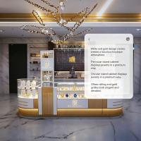 China 120cm X 60cm X 75cm Jewelry Display Table with Rust-proof Gold Metal Frame and Lockable Compartments for sale
