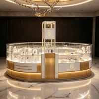 China 120cm X 60cm X 75cm Jewelry Display Table with Rust-proof Gold Metal Frame and Lockable Compartments for sale