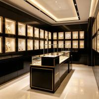 China Natural Marble Base Upright Display Case with Integrated LED Lighting and Adjustable Glass Shelves for sale