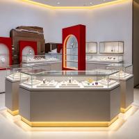 China No Need Install Jewelry Counter with Tempered Glass And Stainless Steel Featuring Installed Lights for Jewelry Retail for sale