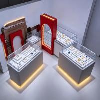 China No Need Install Jewelry Counter with Tempered Glass And Stainless Steel Featuring Installed Lights for Jewelry Retail for sale