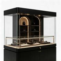 China 50kg Per Shelf Weight Capacity Upright Display Case with Adjustable Glass Shelves and Natural Marble Base for sale