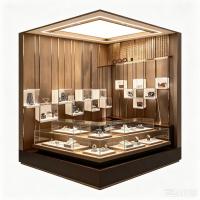 China 25kg Jewelry Display Table with Rust-proof Gold Metal Frame, Tempered Glass Shelving, and Velvet Lined Drawer for Secure Jewelry Showcase for sale