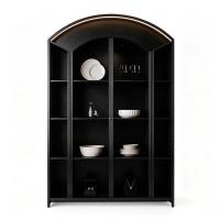 China Luxury Front Showcase with Tempered Glass and Solid Wood Construction 200cm x 80cm x 220cm Dimensions and Front Opening Soft-Close Mechanism for sale