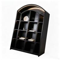 China Luxury Front Showcase with Tempered Glass and Solid Wood Construction 200cm x 80cm x 220cm Dimensions and Front Opening Soft-Close Mechanism for sale