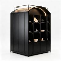 China Luxury Front Showcase with Tempered Glass and Solid Wood Construction 200cm x 80cm x 220cm Dimensions and Front Opening Soft-Close Mechanism for sale