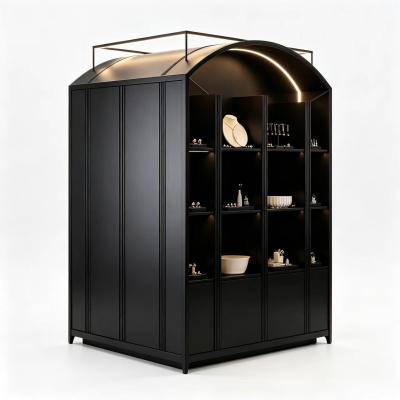 China Luxury Front Showcase with Tempered Glass and Solid Wood Construction 200cm x 80cm x 220cm Dimensions and Front Opening Soft-Close Mechanism for sale