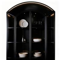 China Luxury Front Showcase with Tempered Glass and Solid Wood Construction 200cm x 80cm x 220cm Dimensions and Front Opening Soft-Close Mechanism for sale