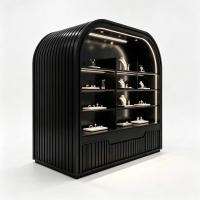 China Glossy Black With Chrome Accents Luxury Front Showcase 200cm X 80cm X 220cm With Front Opening Soft-Close Mechanism for sale