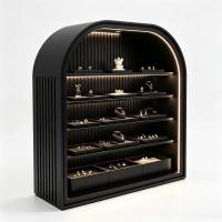 China Glossy Black With Chrome Accents Luxury Front Showcase 200cm X 80cm X 220cm With Front Opening Soft-Close Mechanism for sale