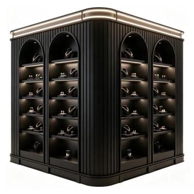 China Glossy Black With Chrome Accents Luxury Front Showcase 200cm X 80cm X 220cm With Front Opening Soft-Close Mechanism for sale