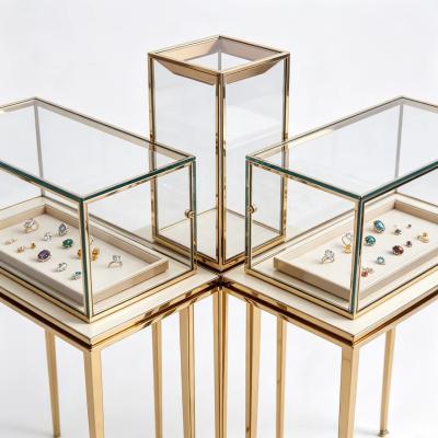 China Low Counter Height Jewelry Display Table with Customized Shelf Dimensions and Built-in Dimmable LED Lighting for sale
