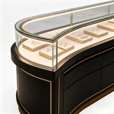 China 120cm X 60cm X 75cm Jewelry Display Table with Rust-proof Gold Metal Frame and Lockable Drawer for sale