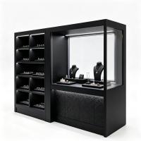 China Rust-proof Gold Metal Frame Jewelry Display Table with Lockable Compartments and Tempered Glass Shelving for sale