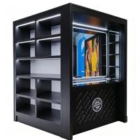China Rust-proof Gold Metal Frame Jewelry Display Table with Lockable Compartments and Tempered Glass Shelving for sale