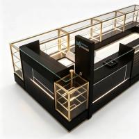 China Matte Black Stainless Steel Wall Mounted Display Case with Built-in High CRI LED Lighting and Adjustable Glass Shelves for sale