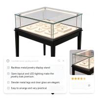 China Matte Black Stainless Steel Wall Mounted Display Case with Energy LED Lighting and Solid Back Construction for sale