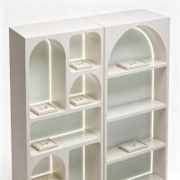 China Wall Mounted Display Case with Adjustable Glass Shelves and Built-in High CRI LED Lighting in Matte Black Stainless Steel Frame for sale