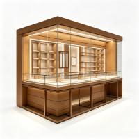 China Freestanding Island Display Cabinet with 360° Panoramic Design Anti-glare Protective Glass and Lockable Storage Cabinets for sale