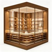 China Freestanding Island Display Cabinet with 360° Panoramic Design Anti-glare Protective Glass and Lockable Storage Cabinets for sale