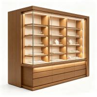China Freestanding Island Display Cabinet with 360° Panoramic Design Anti-glare Protective Glass and Lockable Storage Cabinets for sale