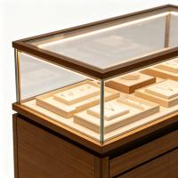 China Freestanding Island Display Cabinet with 360° Panoramic Design Anti-glare Protective Glass and Lockable Storage Cabinets for sale