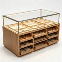China Freestanding Island Display Cabinet with 360° Panoramic Design Anti-glare Protective Glass and Lockable Storage Cabinets for sale