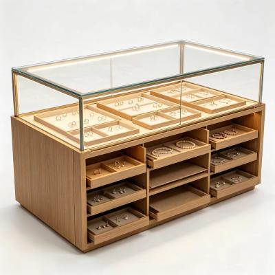 China Freestanding Island Display Cabinet with 360° Panoramic Design Anti-glare Protective Glass and Lockable Storage Cabinets for sale