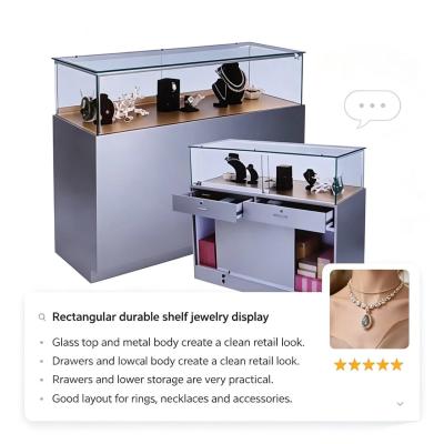 China Anti-glare Design Freestanding Island Display Cabinet with Natural Marble Accents and Matte White Base Finish for sale