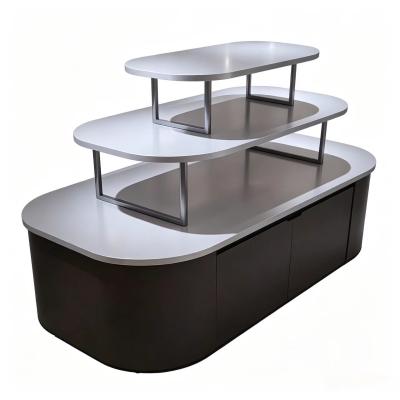 China Modern Anti-reflective Glass Kitchen Island Display Unit with 360° Panoramic Circular Design and Dimmable Brightness Lighting for sale