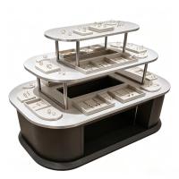 China Modern Anti-reflective Glass Kitchen Island Display Unit with 360° Panoramic Circular Design and Dimmable Brightness Lighting for sale