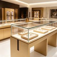 China Wooden Jewelry Counter with Installed Lights and Customized Shelf Type for Optimal 120cm X 60cm X 90cm Display for sale