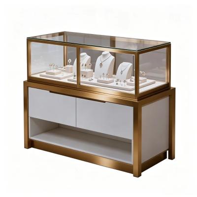 China Modern Fashion Style Jewelry Counter with Tempered Glass And Stainless Steel for Secure Jewelry Showcases 120cm X 60cm X 90cm for sale