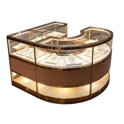 China Tempered Glass And Solid Wood Luxury Front Showcase With 50kg Per Shelf Capacity And Secure Magnetic Lock for sale