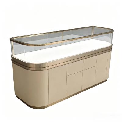 China Customized Luxury Front Showcase with Tempered Glass Solid Wood and 3D Shop Design for Jewelry Display for sale
