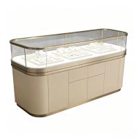 China Customized Luxury Front Showcase with Tempered Glass Solid Wood and 3D Shop Design for Jewelry Display for sale