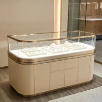 China Luxury Jewelry Boutique Design with Shatter Resistant Tempered Glass 12 V Output Power and White And Gold Color Scheme for sale