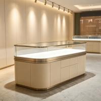 China Luxury Jewelry Boutique Design with Shatter Resistant Tempered Glass 12 V Output Power and White And Gold Color Scheme for sale