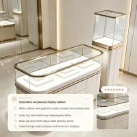 China 600X600X1300MM Jewelry Shop Design with White and Gold Color Scheme Fully Assembled for Luxury Jewelry Boutique for sale