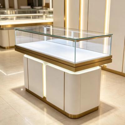 China 45kg Durable Jewelry Counter with Marble Tabletop and Hidden LED Lighting for Jewelry Stores for sale