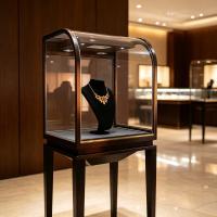 China Elegant Jewelry Counter with Marble Tabletop Hidden LED Strip Lighting and Installed Locks for sale
