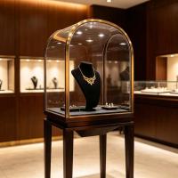 China Elegant Jewelry Counter with Marble Tabletop Hidden LED Strip Lighting and Installed Locks for sale