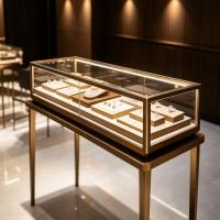 China High-Security Locks Jewelry Display Table with Tempered Glass and Customized Dimensions for sale