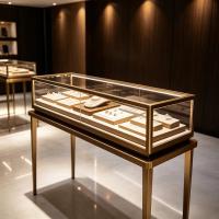 China High-Security Locks Jewelry Display Table with Tempered Glass and Customized Dimensions for sale
