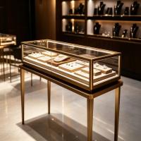 China High-Security Locks Jewelry Display Table with Tempered Glass and Customized Dimensions for sale