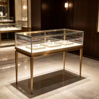China Eco-Friendly Jewelry Display Table with Tempered Glass High-Security Locks and Low Counter Height for sale