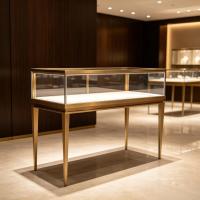 China Eco-Friendly Jewelry Display Table with Tempered Glass High-Security Locks and Low Counter Height for sale