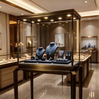 China Low Counter Height Jewelry Display Table with 12 Compartments and Tempered Glass for Retail and Home for sale