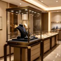 China Low Counter Height Jewelry Display Table with 12 Compartments and Tempered Glass for Retail and Home for sale